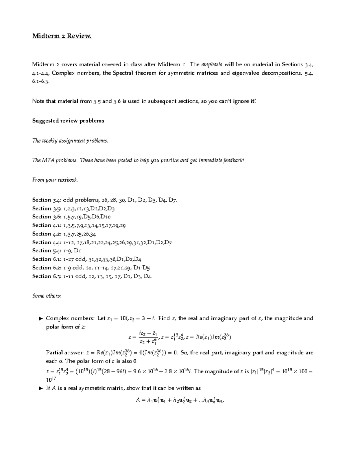 Midterm 2 Review - Midterm 2 Review. Midterm 2 covers material covered ...