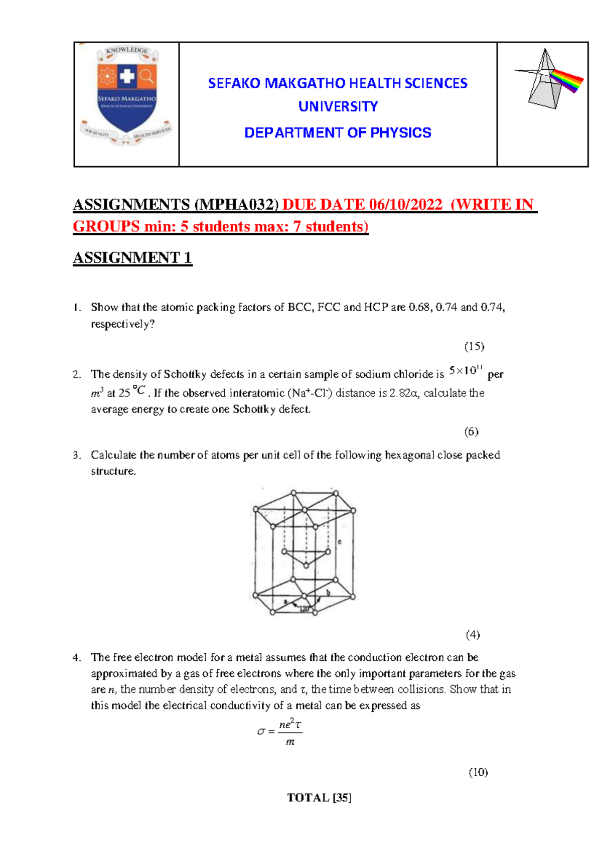 Assignment 1 AND 2 2023 - HJUHUJH - SEFAKO MAKGATHO HEALTH SCIENCES ...