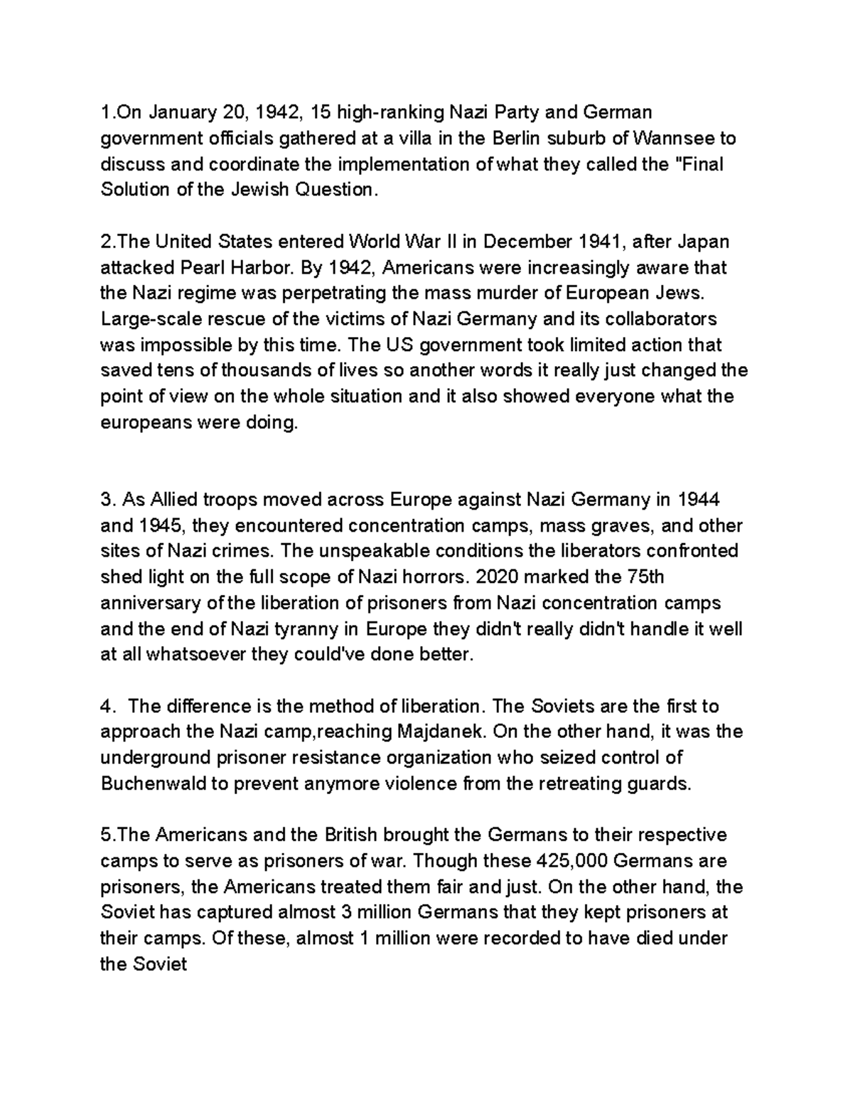 Untitled document - history - 1 January 20, 1942, 15 high-ranking Nazi ...