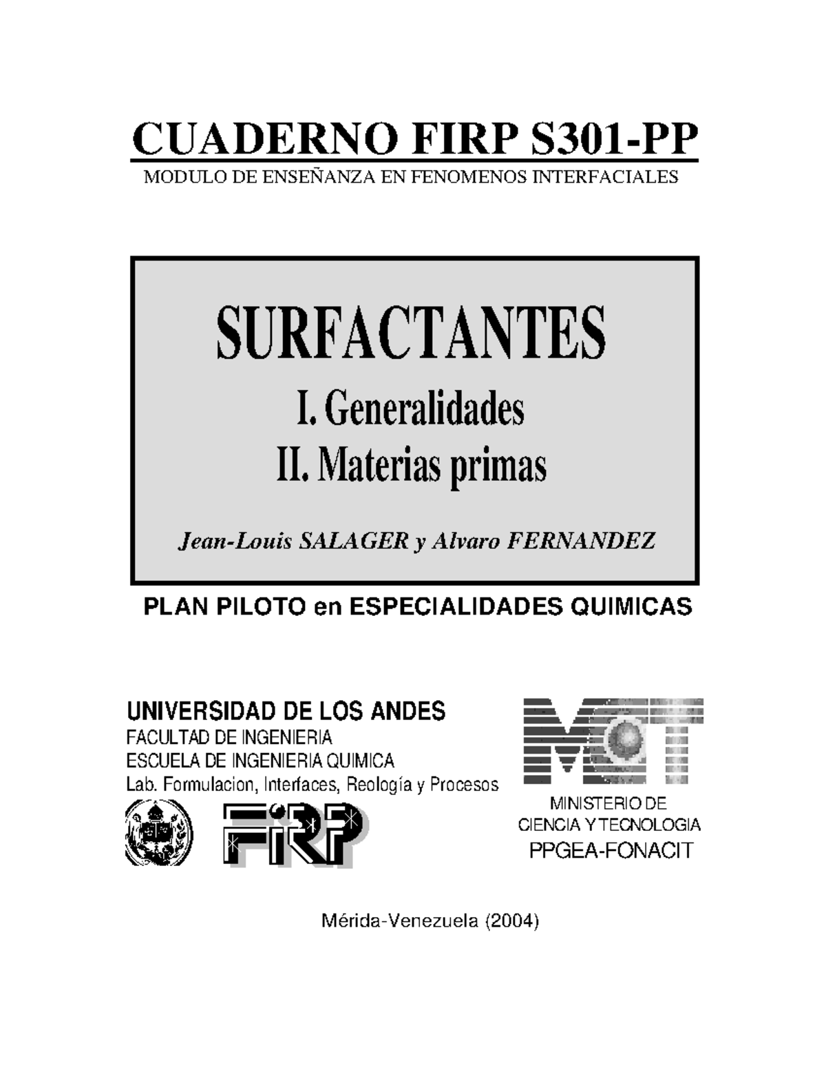 Labo 4 tensoactivos - Apuntes 1-5 - UNIVERSIDAD DE LOS ANDES FACULTAD ...