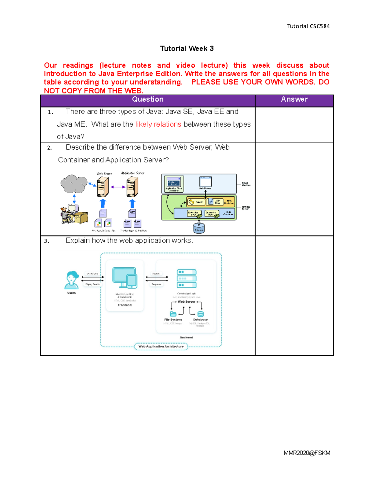 Tutorial Week 3 To Improve Your Knowledge Tutorial Csc Tutorial
