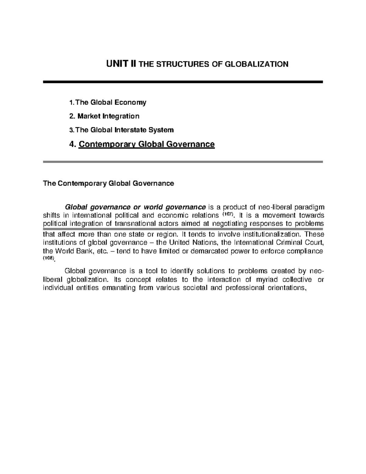 The Contemporary World-The Structures of Globalization - UNIT II THE STRUCTURES OF GLOBALIZATION ...