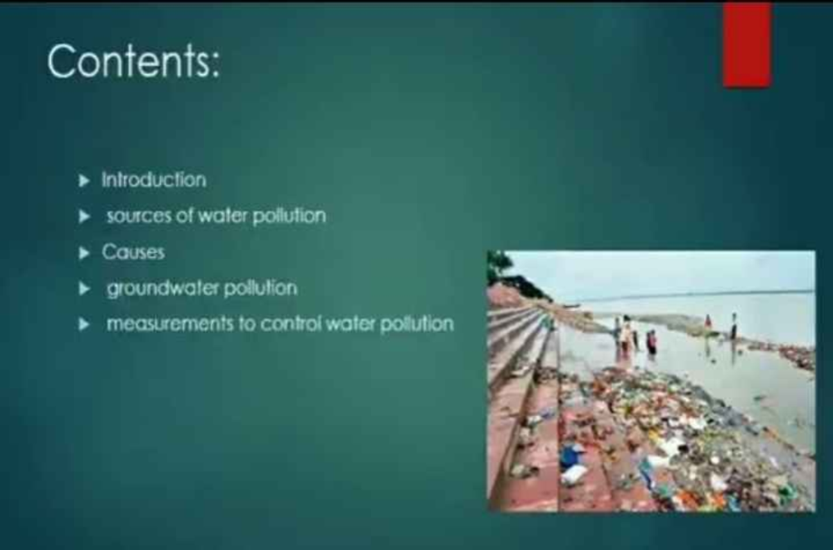 Presentation Water pollution - Contents: Introduction sources of water ...