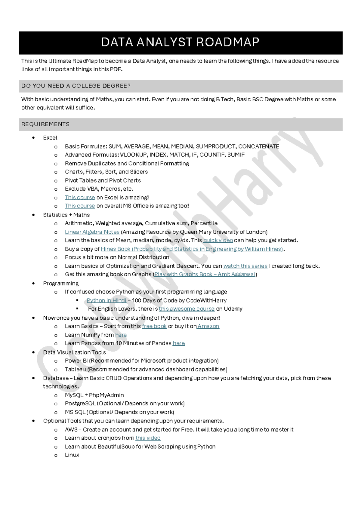 Data Analyst Roadmap - Hiii - DATA ANALYST ROADMAP This is the Ultimate ...