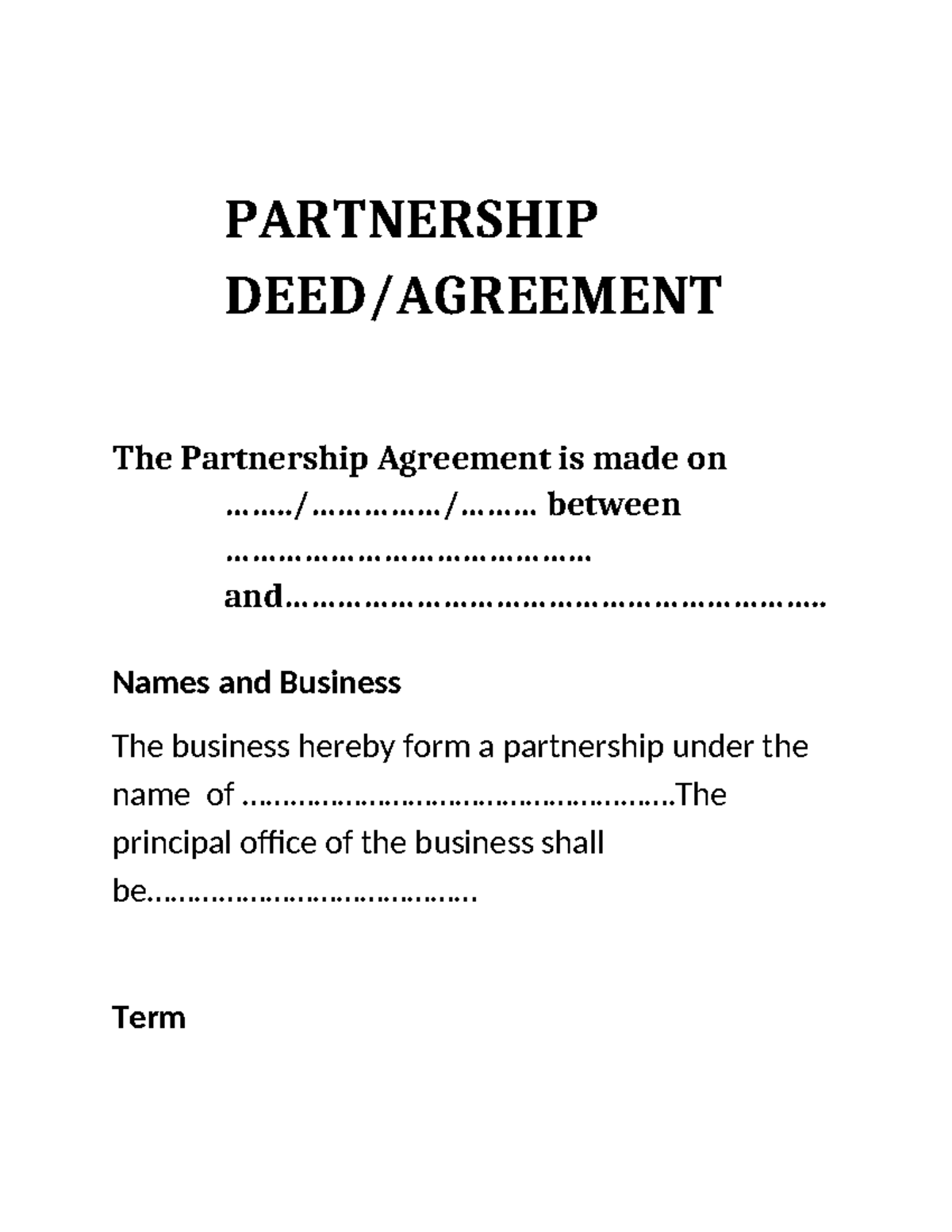 Partners DEED - Summary Accounting for Assets - PARTNERSHIP DEED ...