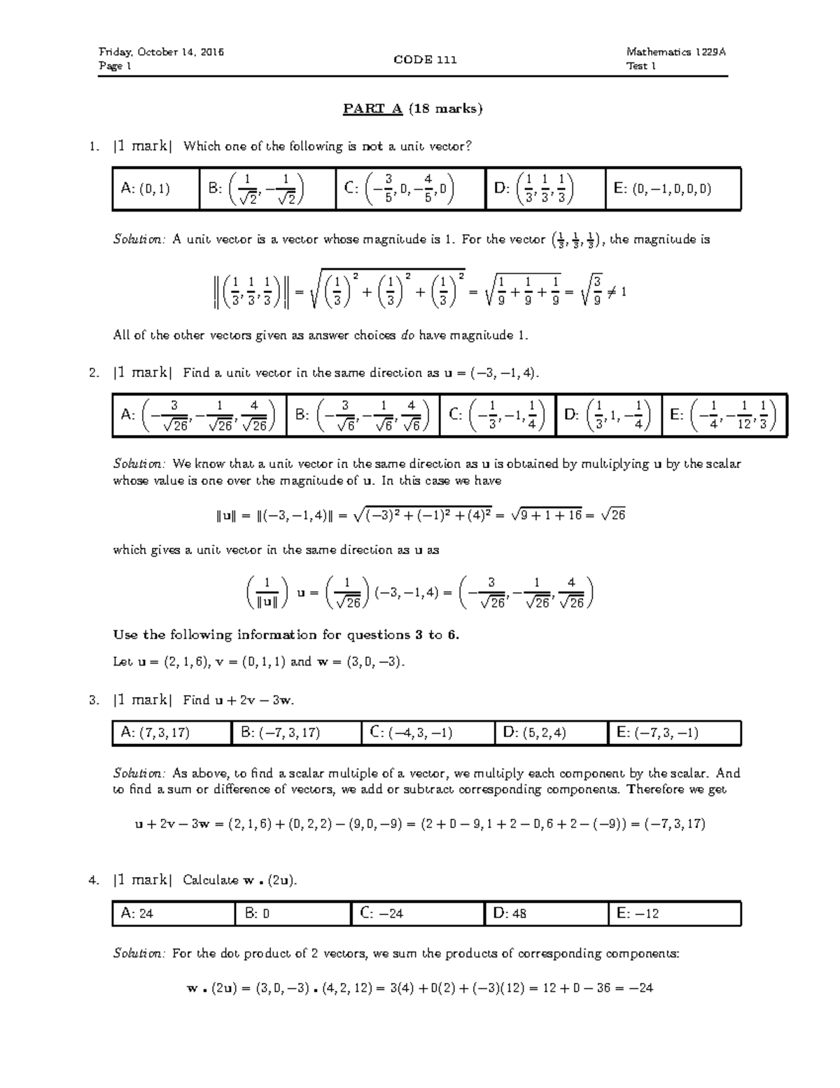 1229 previous exam solutions - Friday, October 14, 2016 Page 1 CODE 111 ...