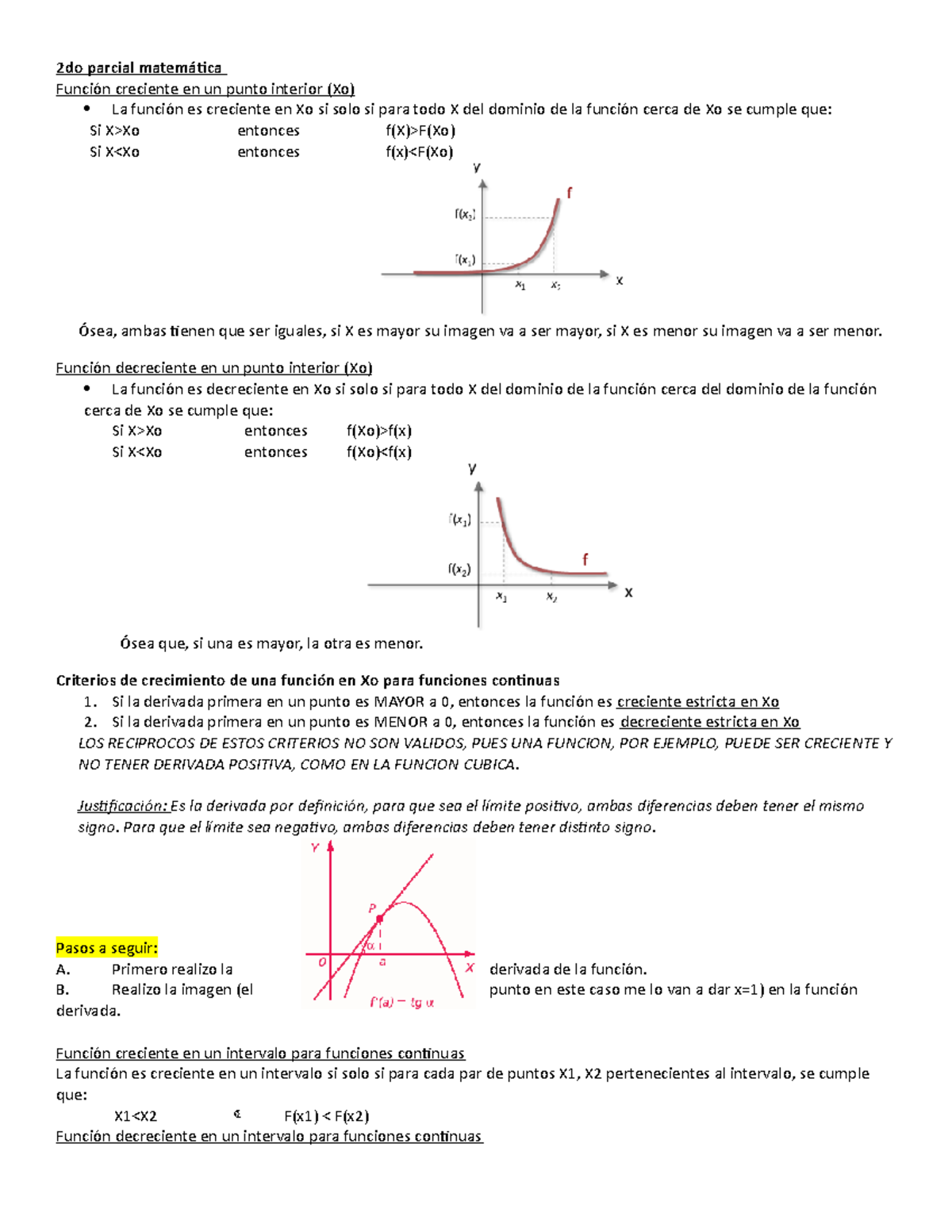 2DO Parcial matematica - 2do parcial matemática Función creciente en un ...