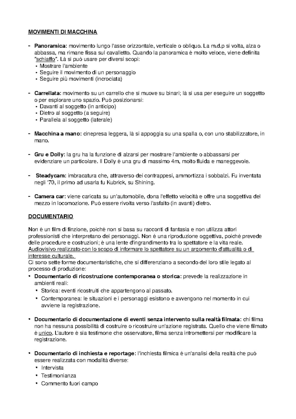 Appunti, tecniche di ripresa - Laboratorio di ripresa e regia digitale ...