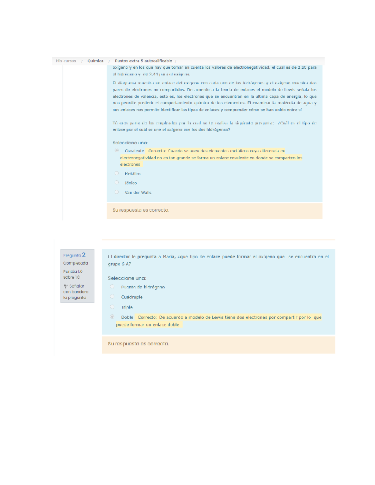 Autocalificable Puntos extra 5 quimica - Química - Studocu