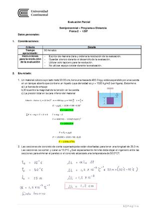 Solucionario examen unidad 1 Ecuaciones diferenciales - Universidad Continental Evaluación de ...