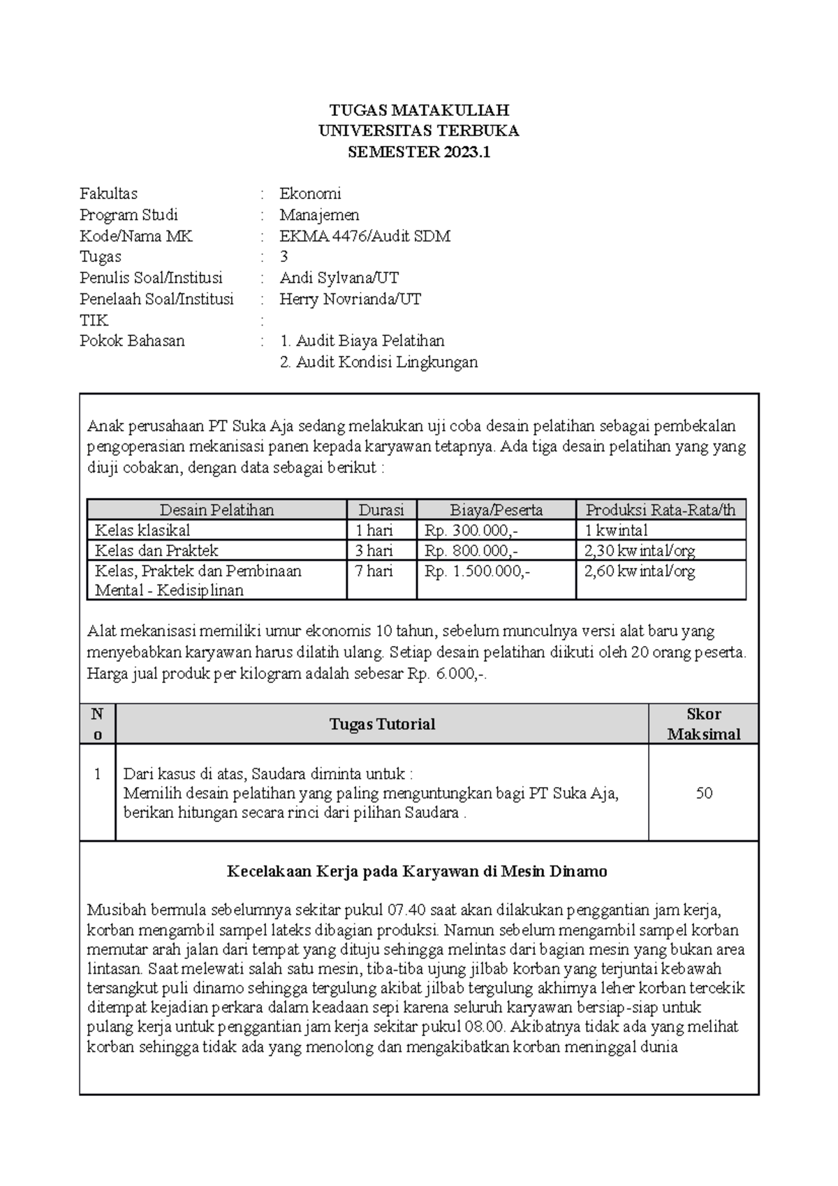 Edy Suwandi 041522796 EKMA4476 - TUGAS MATAKULIAH UNIVERSITAS TERBUKA SEMESTER 202 3. Fakultas ...