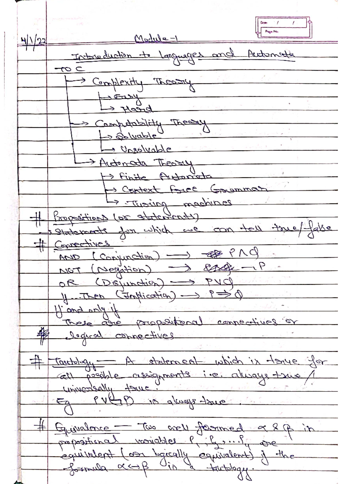 TOC Notes - Nice - B.tech - Studocu