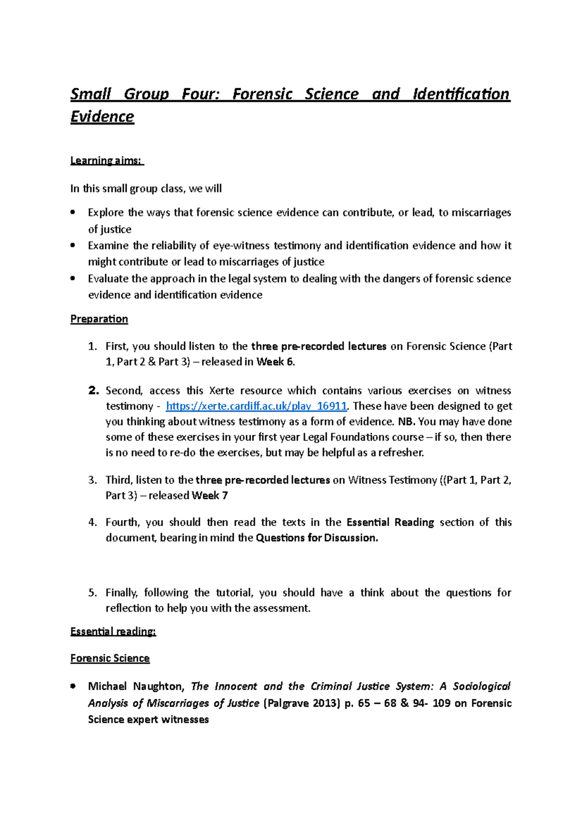 Tutorial Sheet SG4 2021 final (2) - Small Group Four: Forensic Science ...