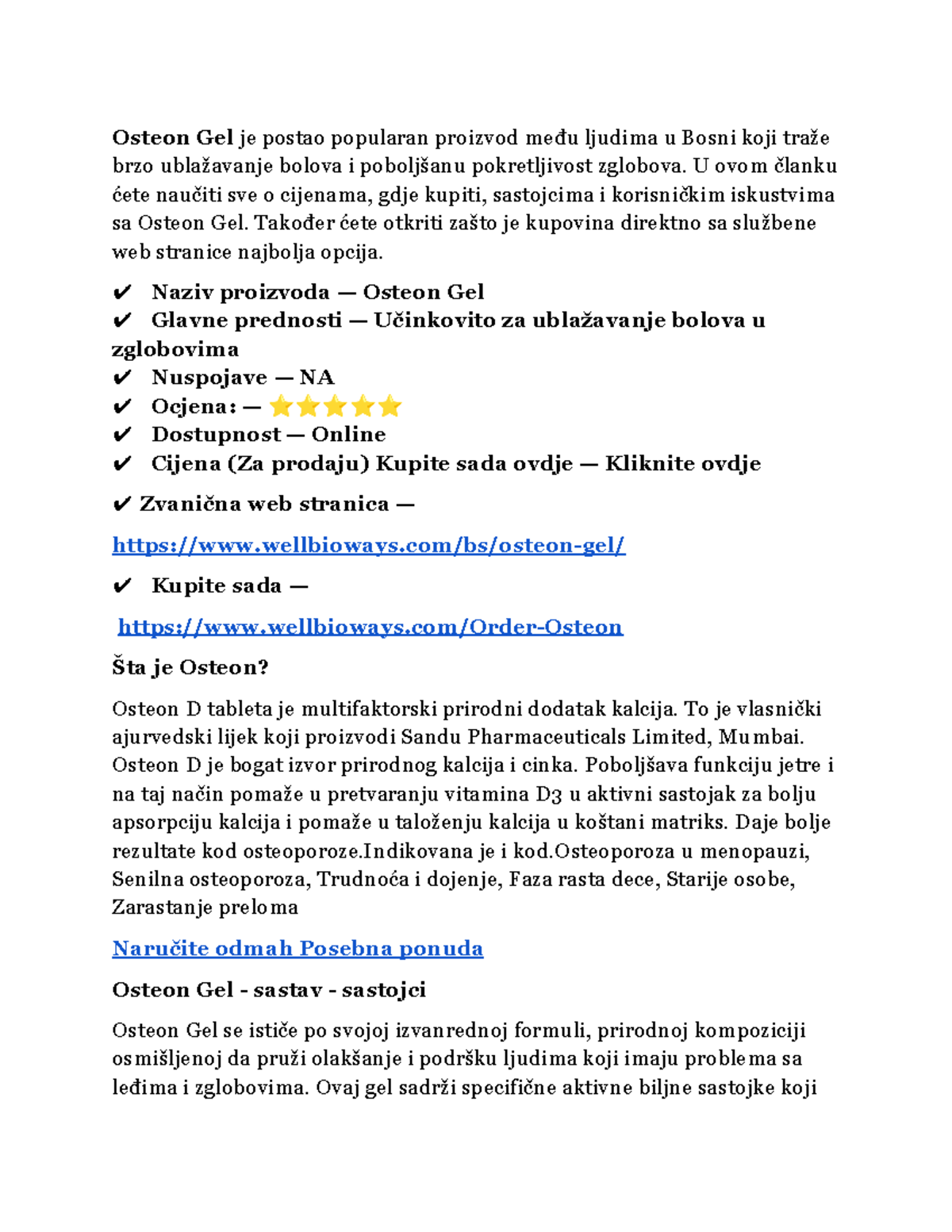 Untitled document - Osteon Gel je postao popularan proizvod među ...