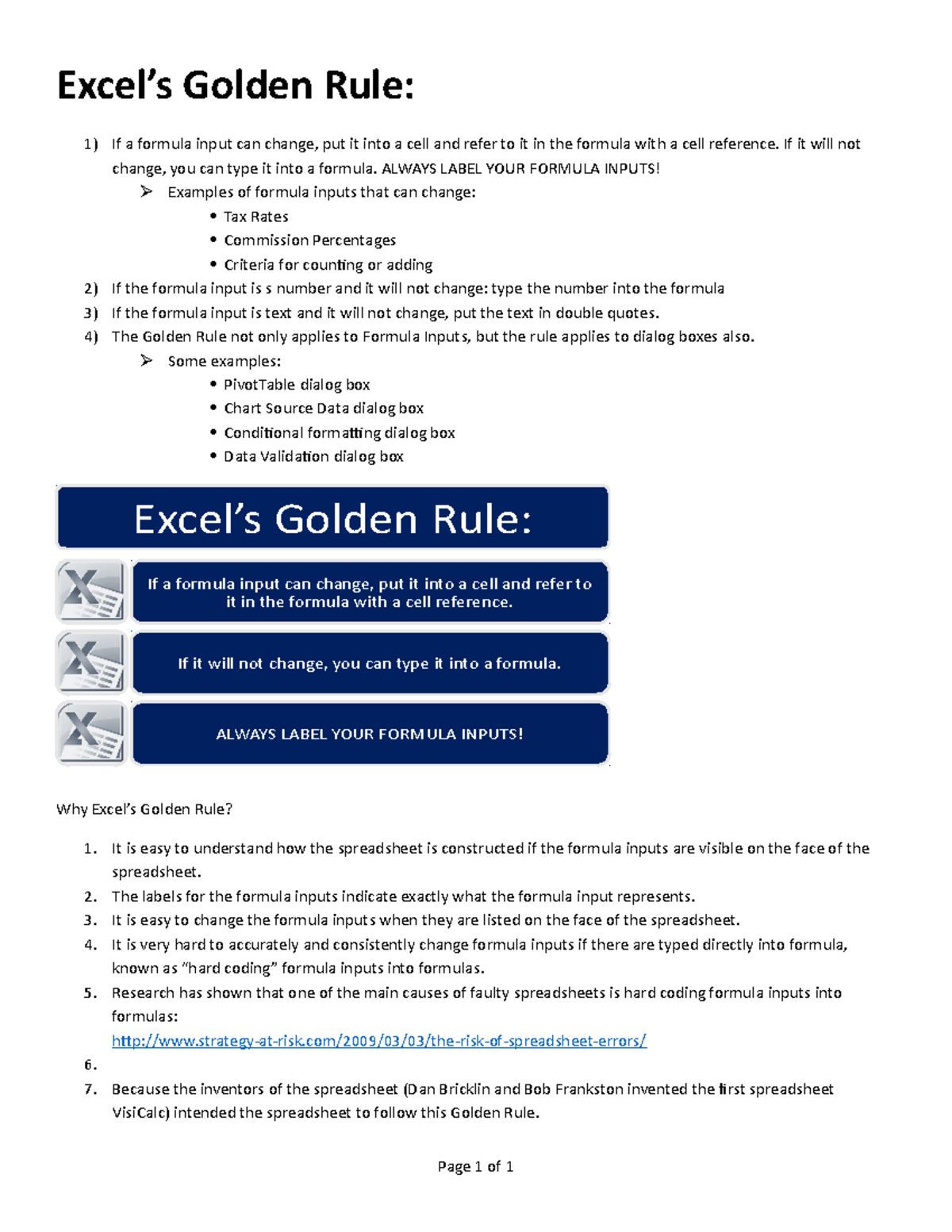 Excel's Golden Rule - excel - Excel’s Golden Rule: If a formula input can change, put it into a ...