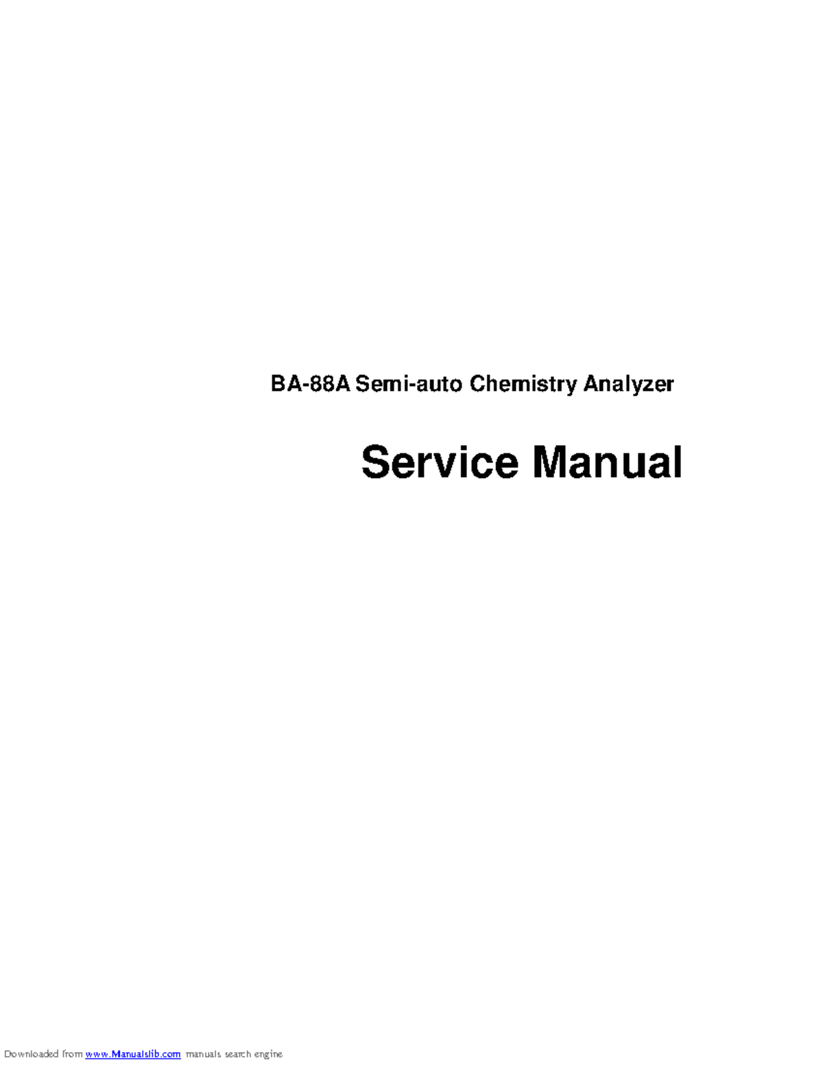 Mindray - BA88a - Manual de Servicio - EN - BA-88A Semi-auto Chemistry ...