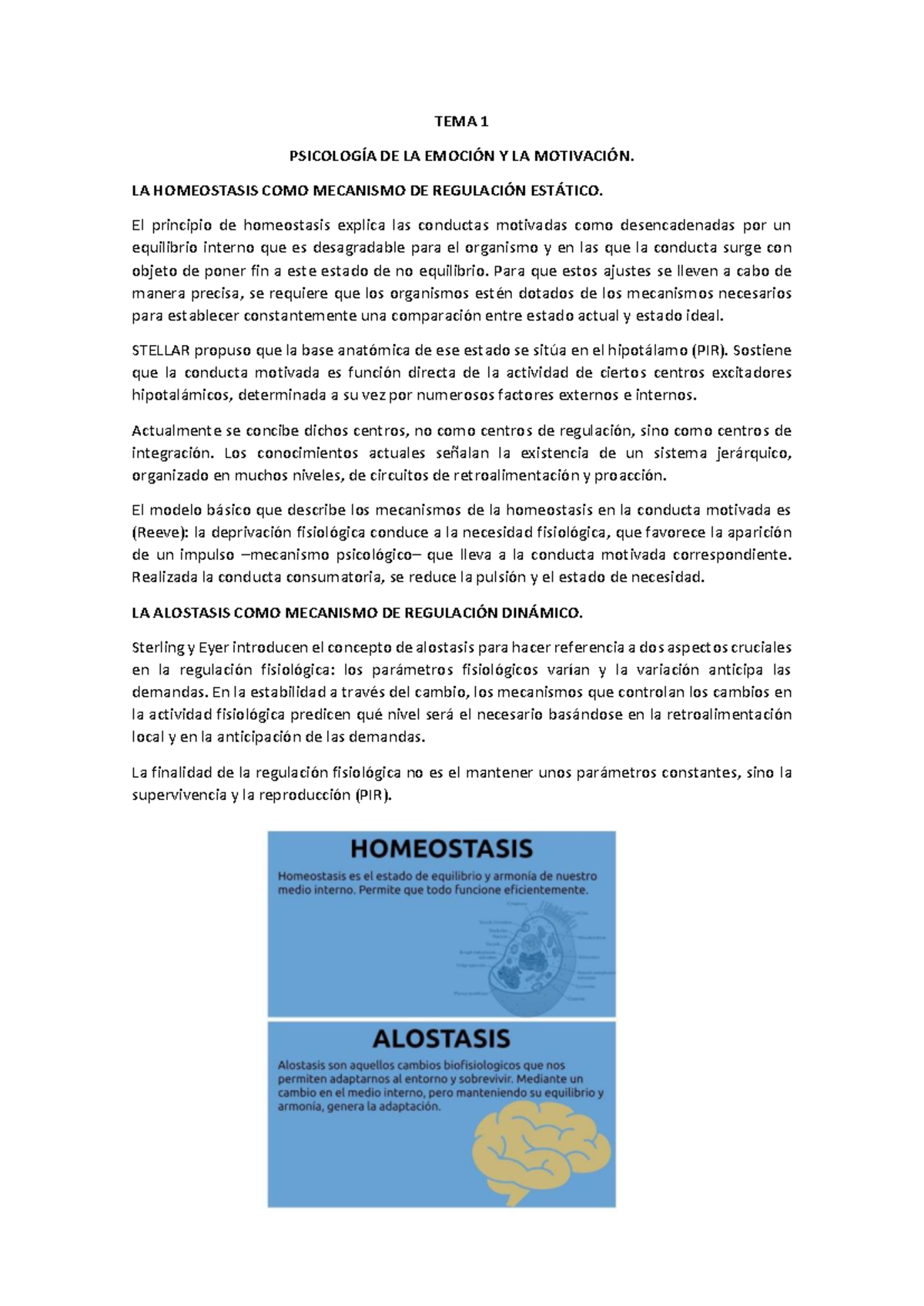 TEMA 1 LA Homeostasis Y LA Alostasis - TEMA 1 PSICOLOGÍA DE LA EMOCIÓN ...