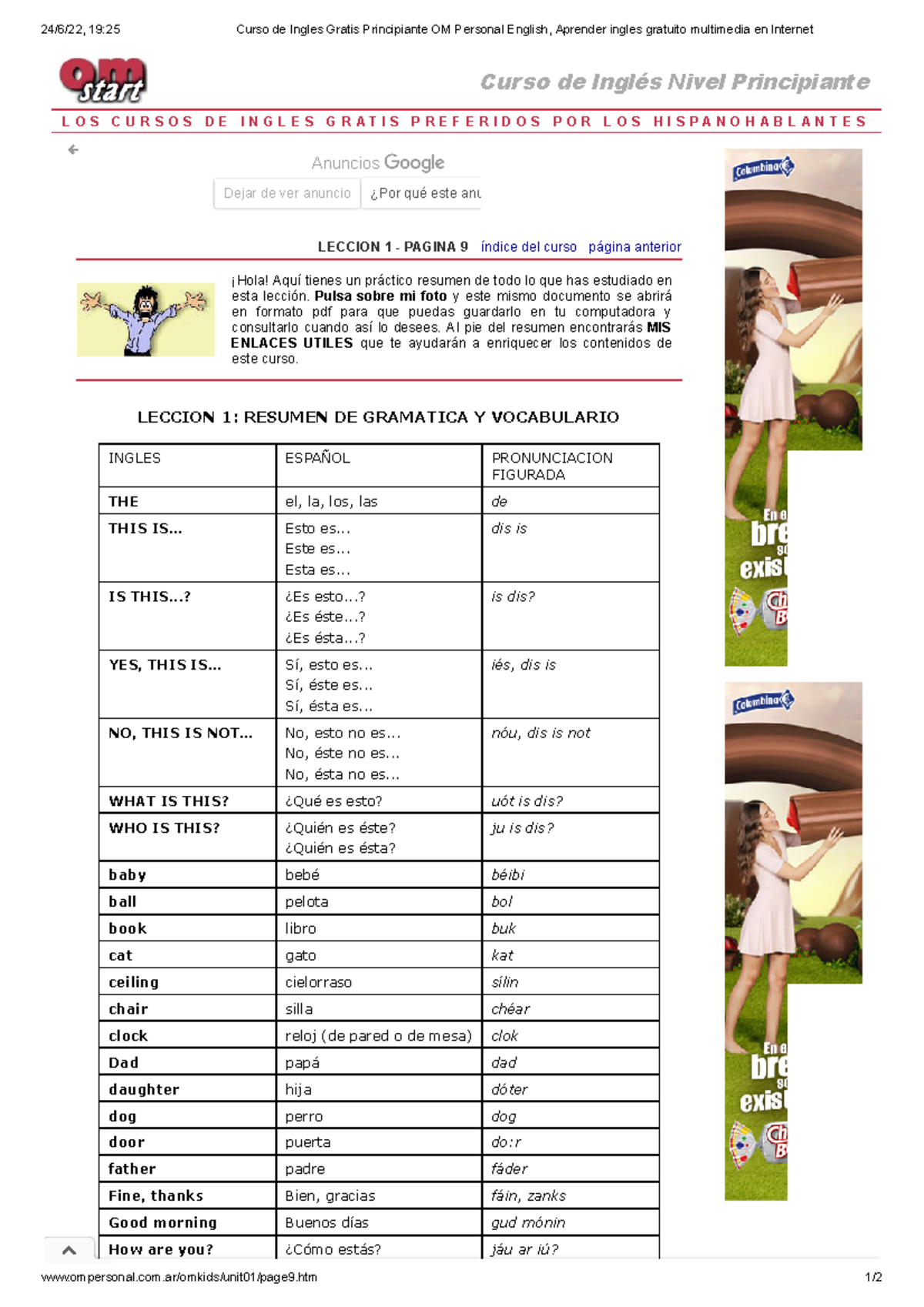 Curso de Ingles Gratis Principiante OM Personal English, Aprender ...