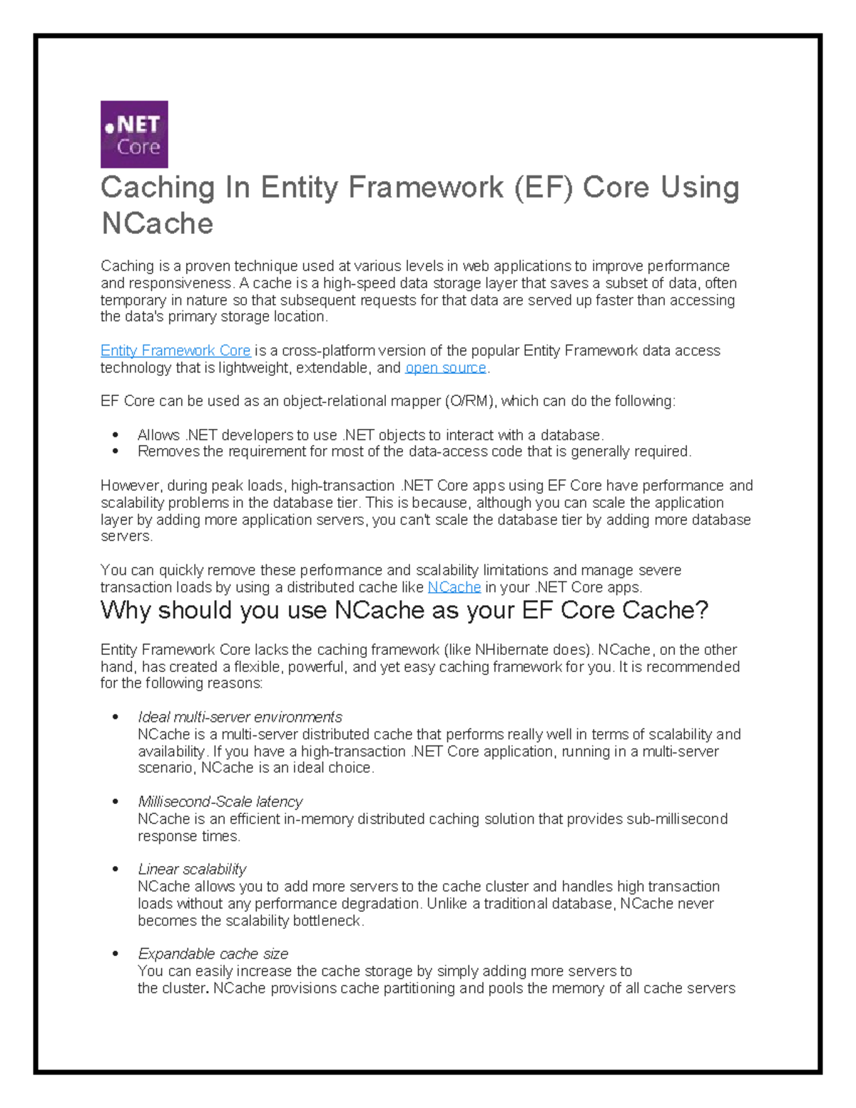 Caching In Entity Framework - A cache is a high-speed data storage ...