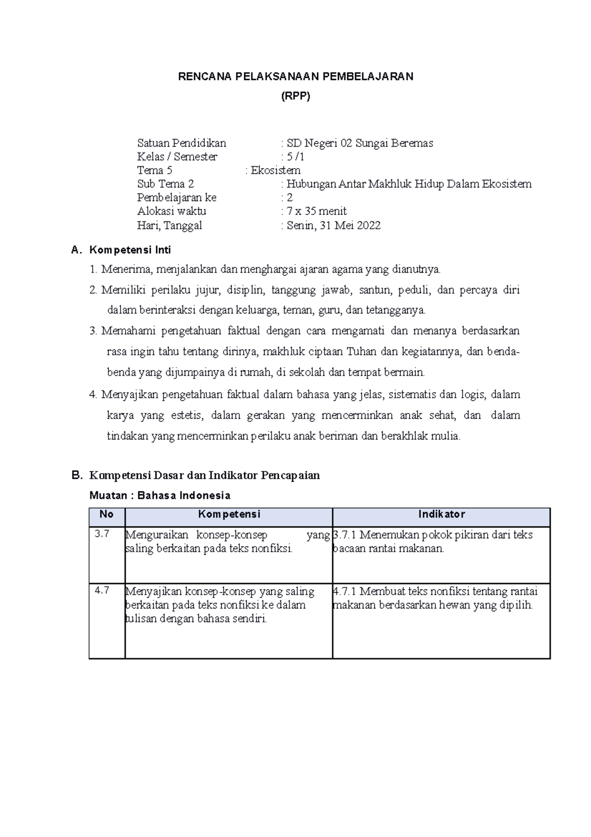 RPP Kelas 5 Tema 5 Subtema 2 Pem 2 (1) - for merge - RENCANA ...