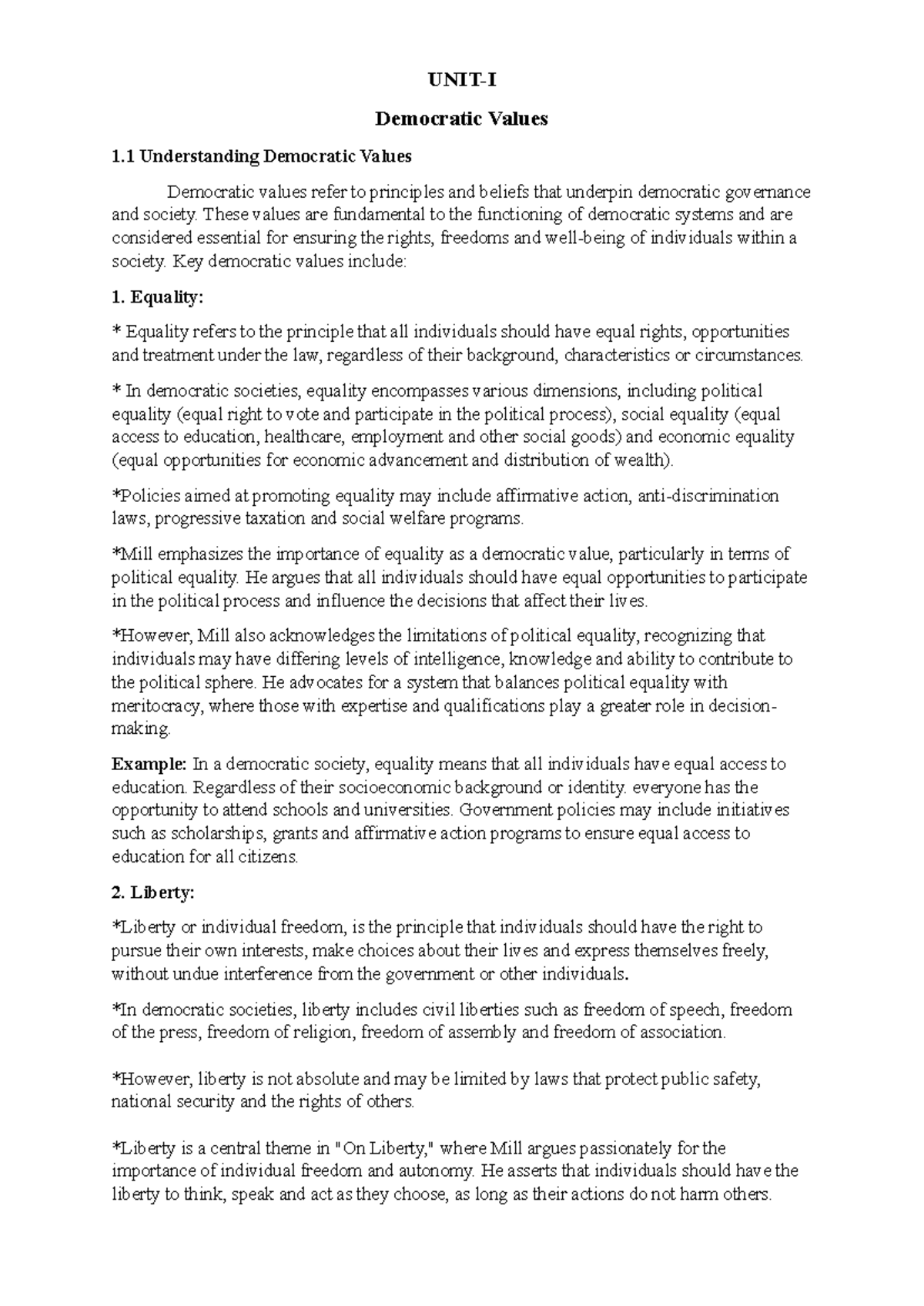 HUMAN VALUES AND ETHICS UNIT 1 - UNIT-I Democratic Values 1 ...