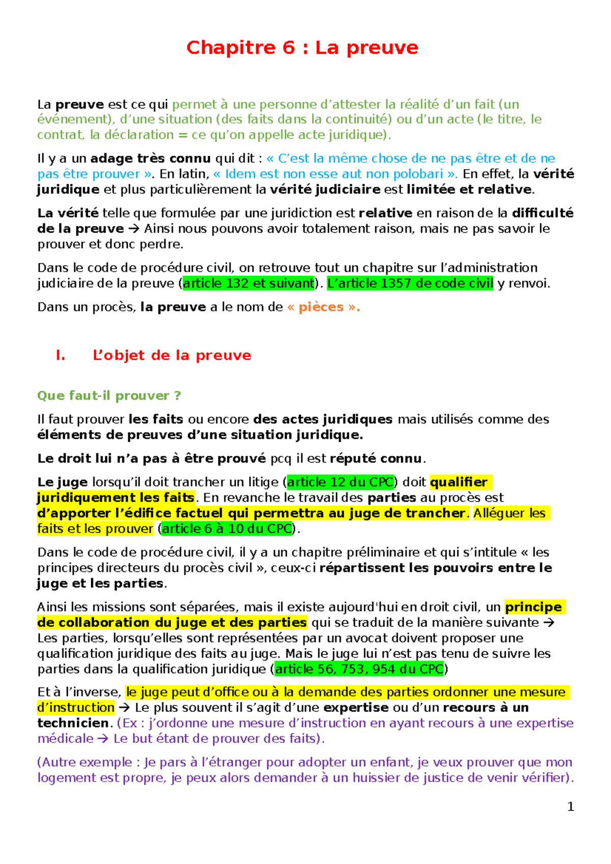 Chapitre 6, La preuve - Chapitre 6 : La preuve La preuve est ce qui ...