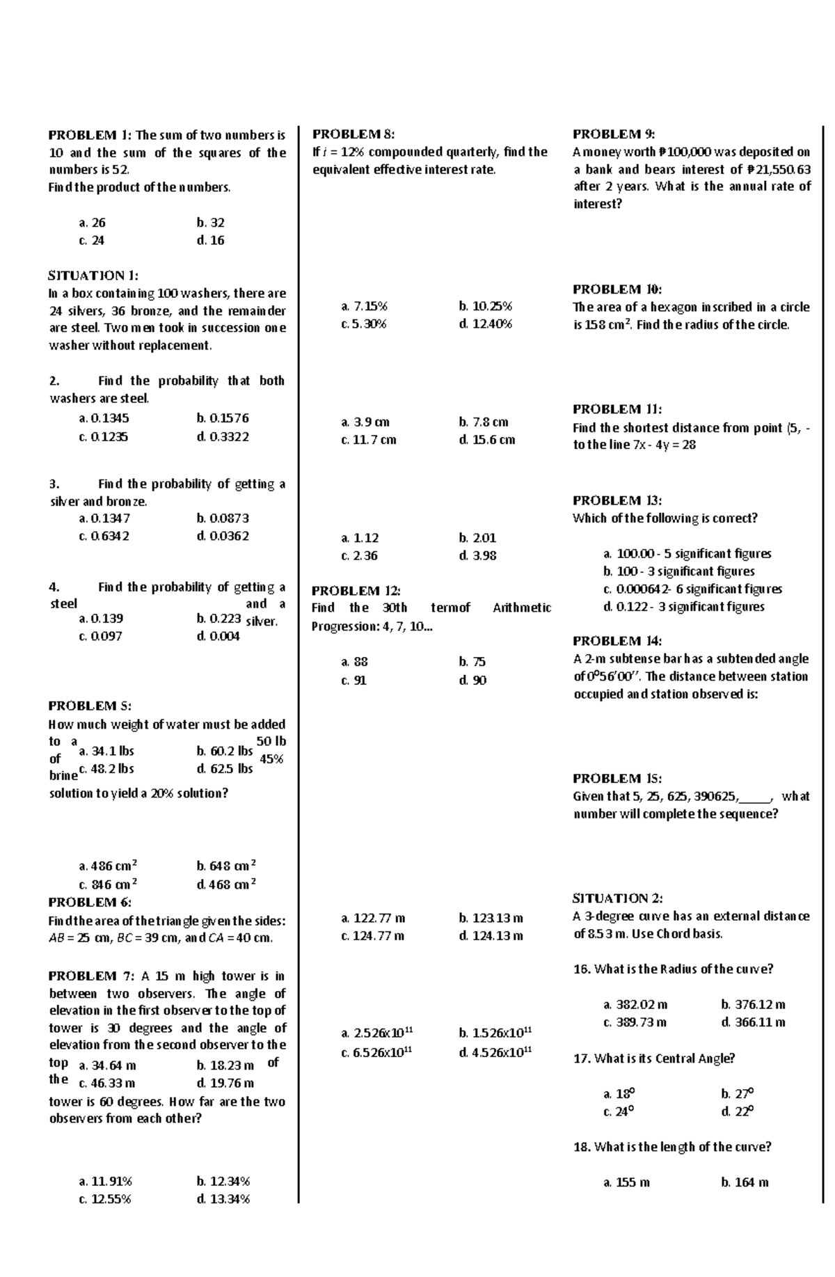 Notes Only For Those Who Want To Download PROBLEM 1 The Sum Of Two