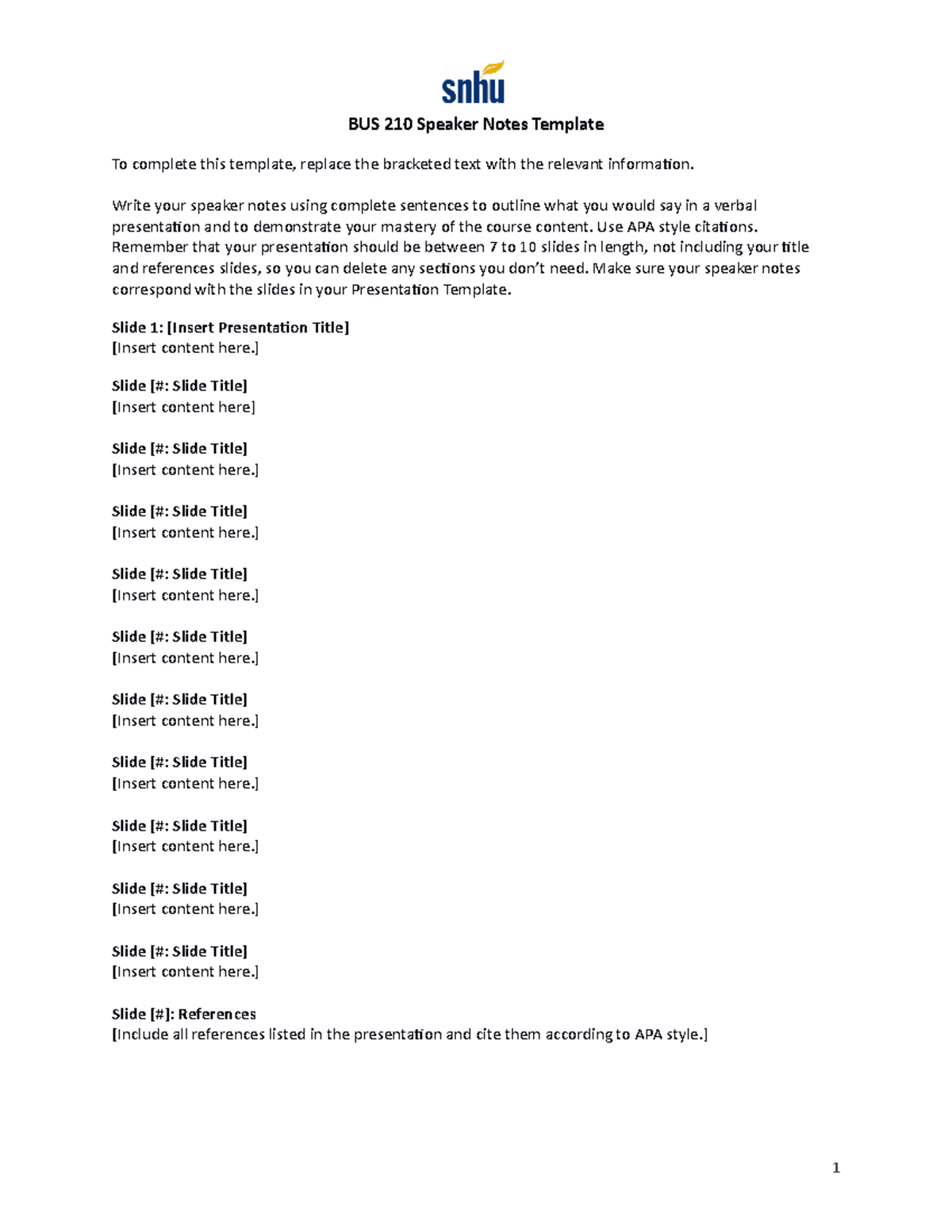 BUS 210 Bus Notes - discussion 2 notes - BUS 210 Speaker Notes Template ...