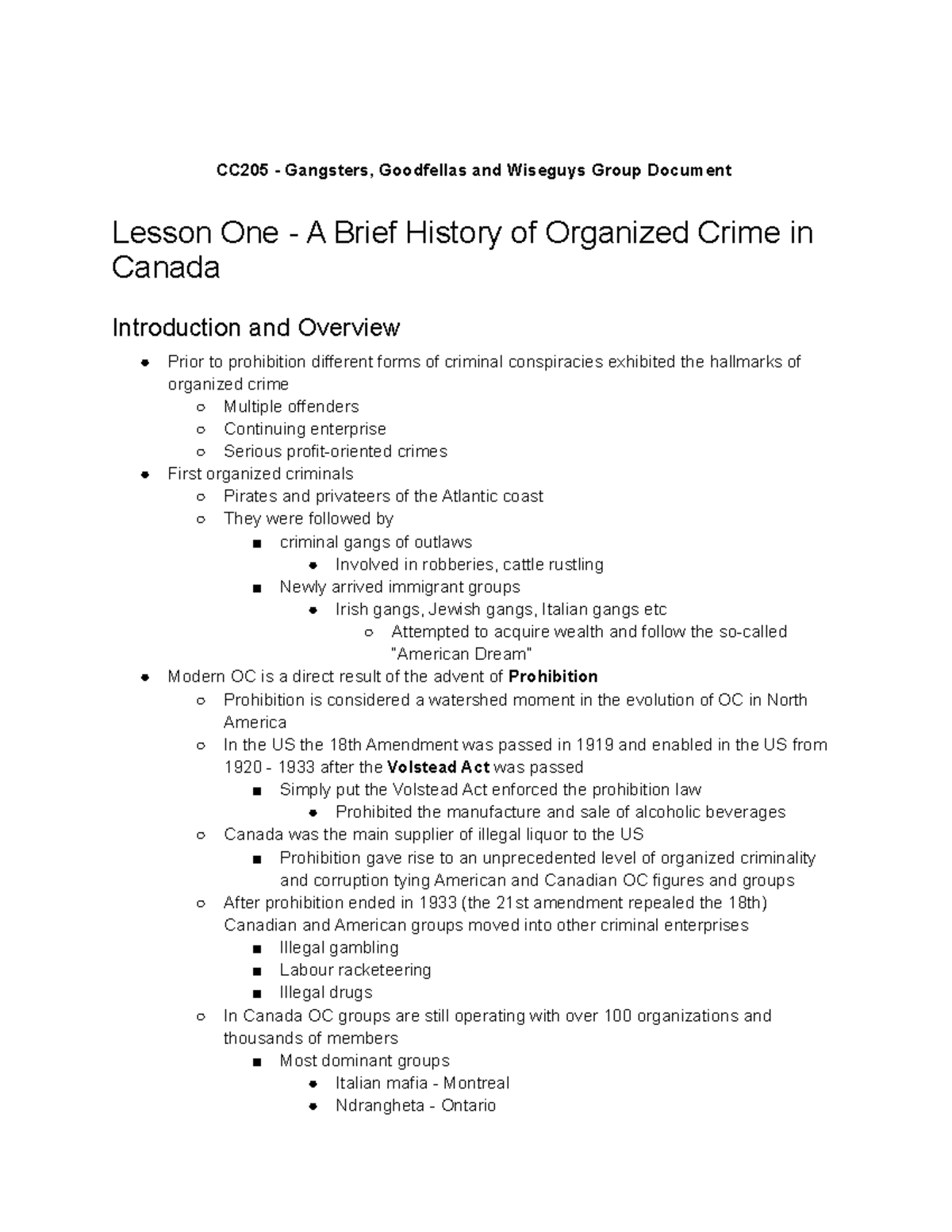 CC205 - Gangsters, Goodfellas and Wiseguys Group Document - Studocu
