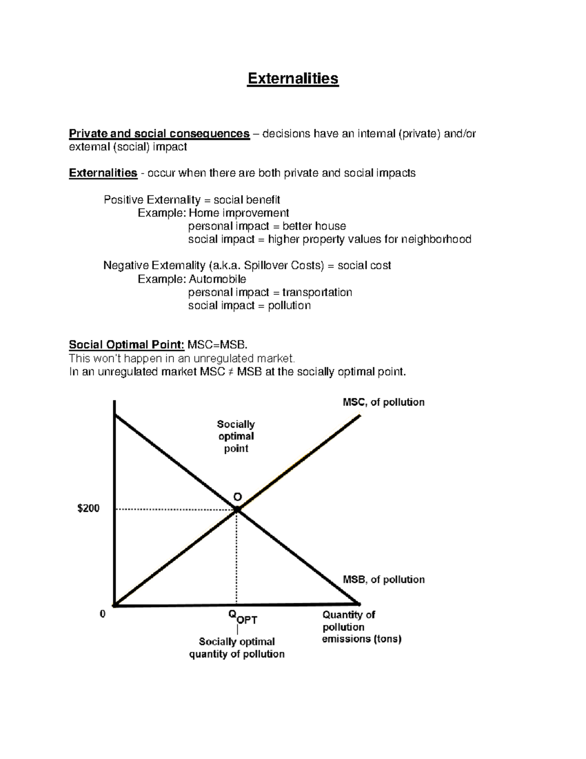 Externalities+notes - In Class Micro Econ Notes - Externalities Private ...