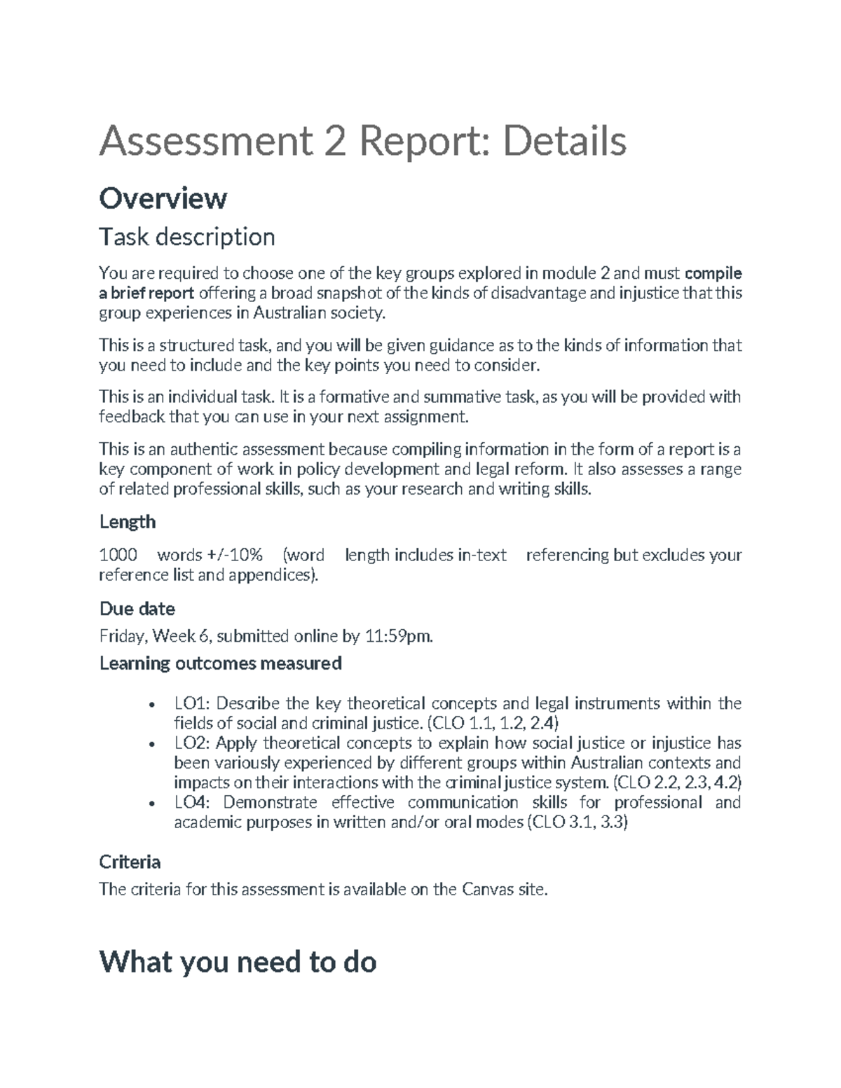 Report Task Sheet - Assessment 2 Report: Details Overview Task ...
