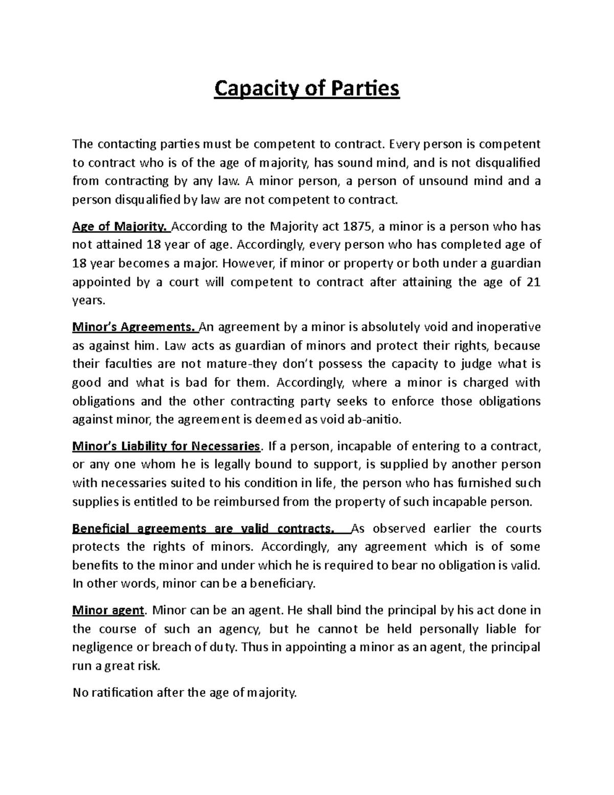 Capacity of Parties - Lecture notes 3 - Capacity of Parties The ...