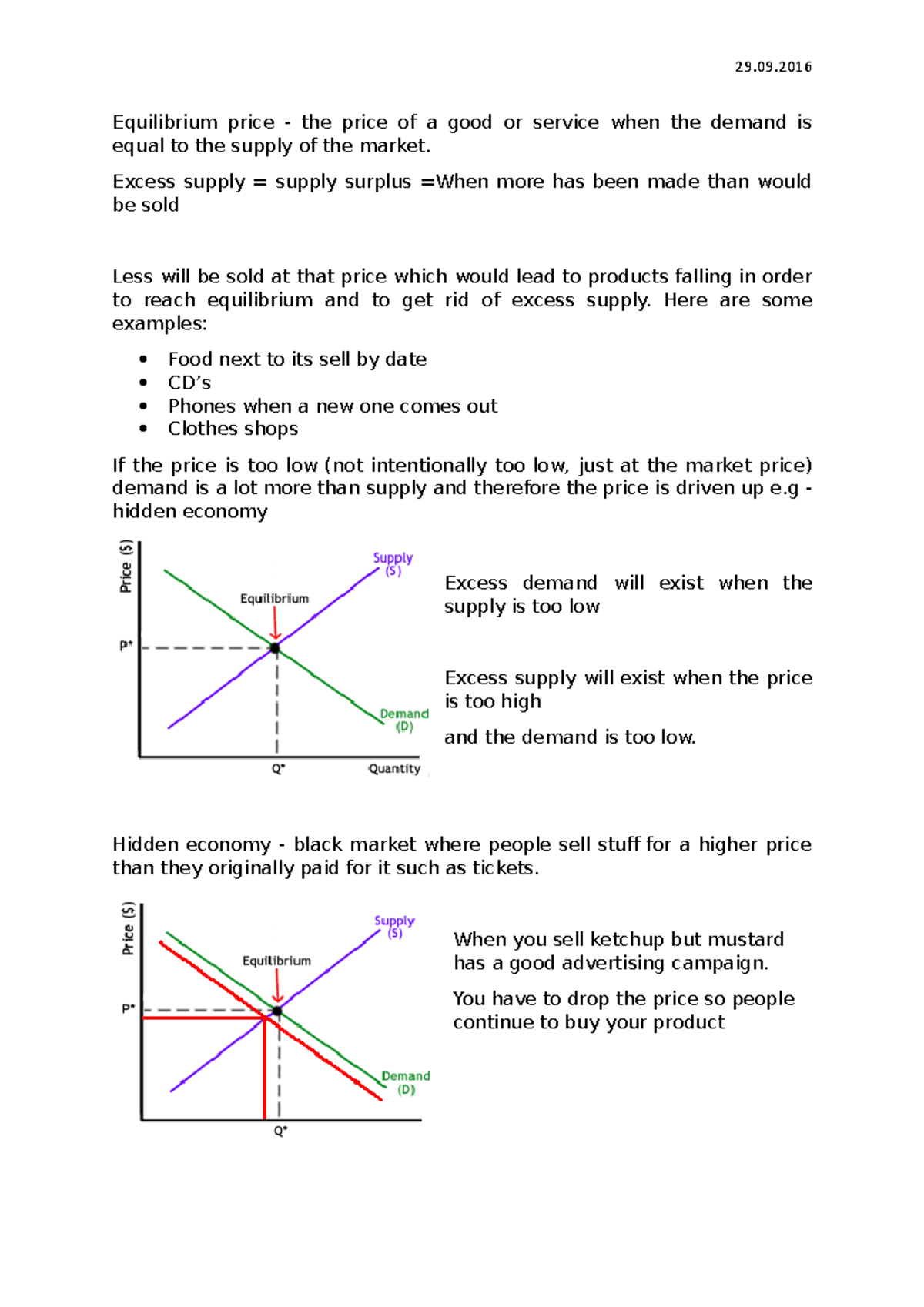 E 29 - Microeconomics lesson work for OCR - Equilibrium price - the ...