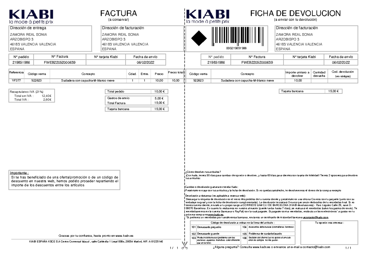 Download Invoice.html 7 - FACTURA (a conservar) N° Factura Dirección de ...