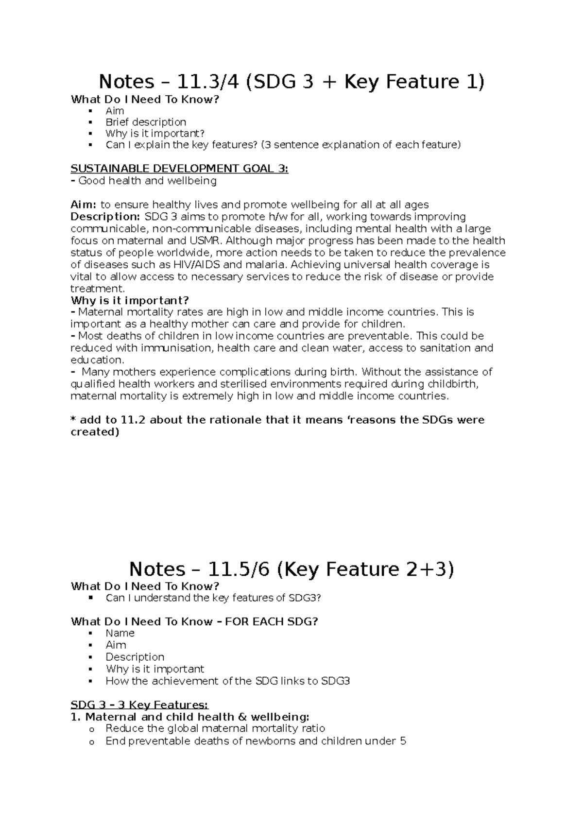 11 Notes - Notes – 11/4 (SDG 3 + Key Feature 1) What Do I Need To Know ...