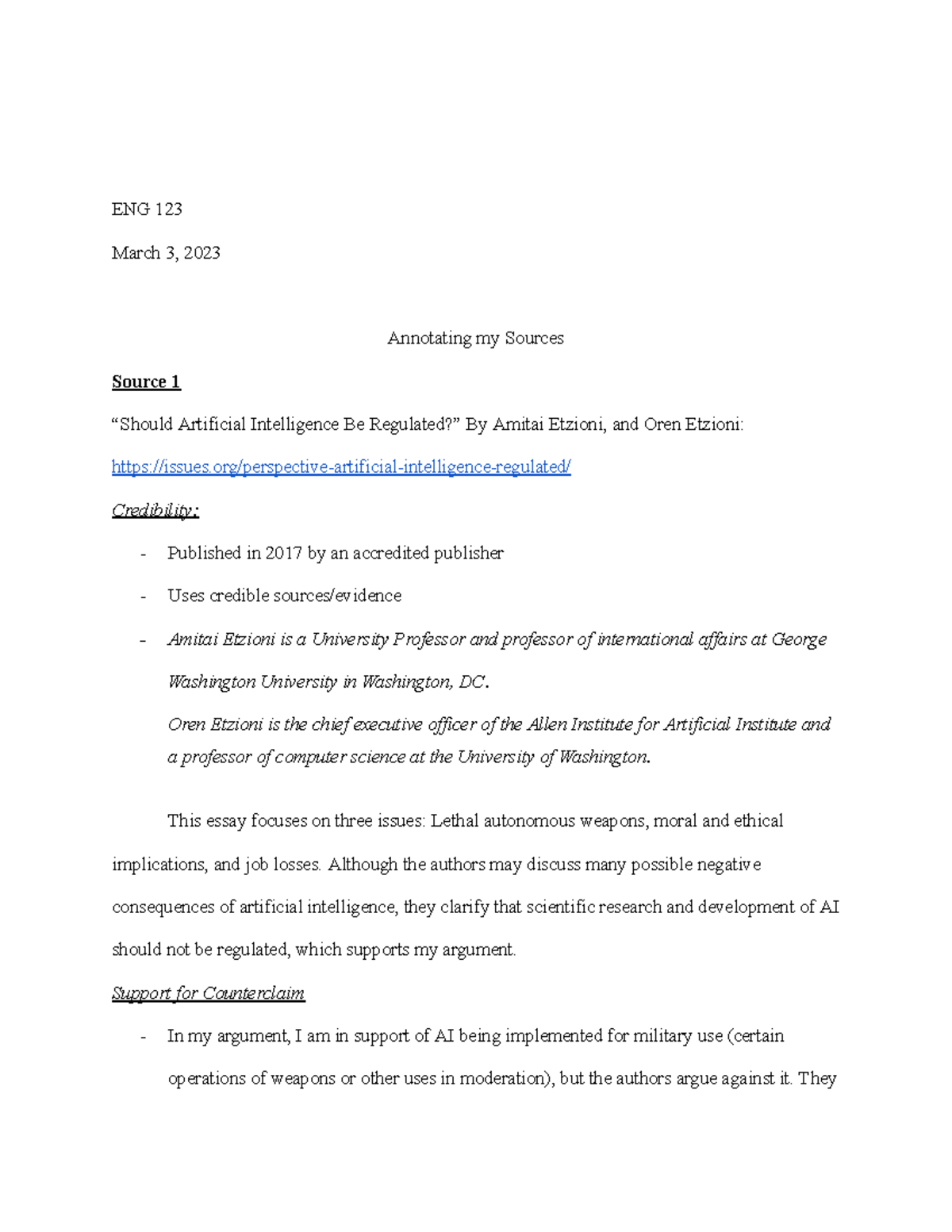 ENG 123 3-4 Annotating Your Sources - Cassandra Romero Professor Samuel ...