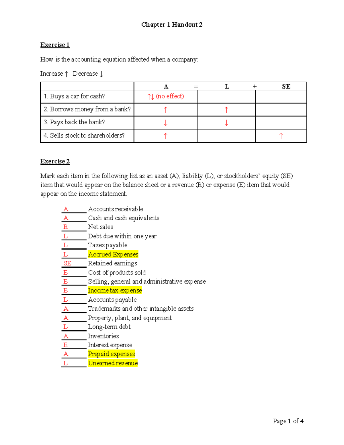 Chapter 1 Handout 2 - Solution - Exercise 1 How is the accounting ...