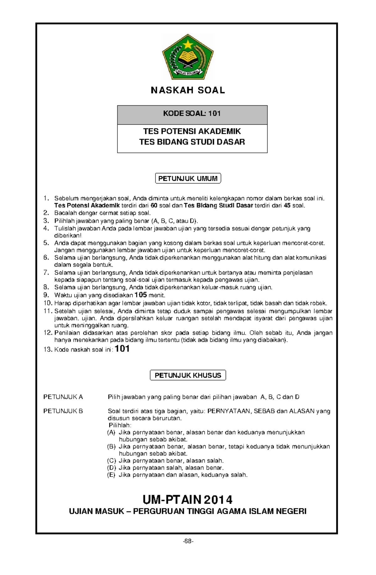 5986aea8 697c 455b af05 0481ad4b70ae 30 -68- N ASKAH SOAL PETUNJUK UMUM ...