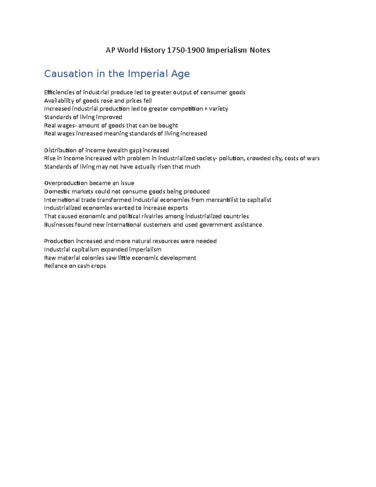 AP World History Imperialism Notes - AP World History 1750-1900 ...