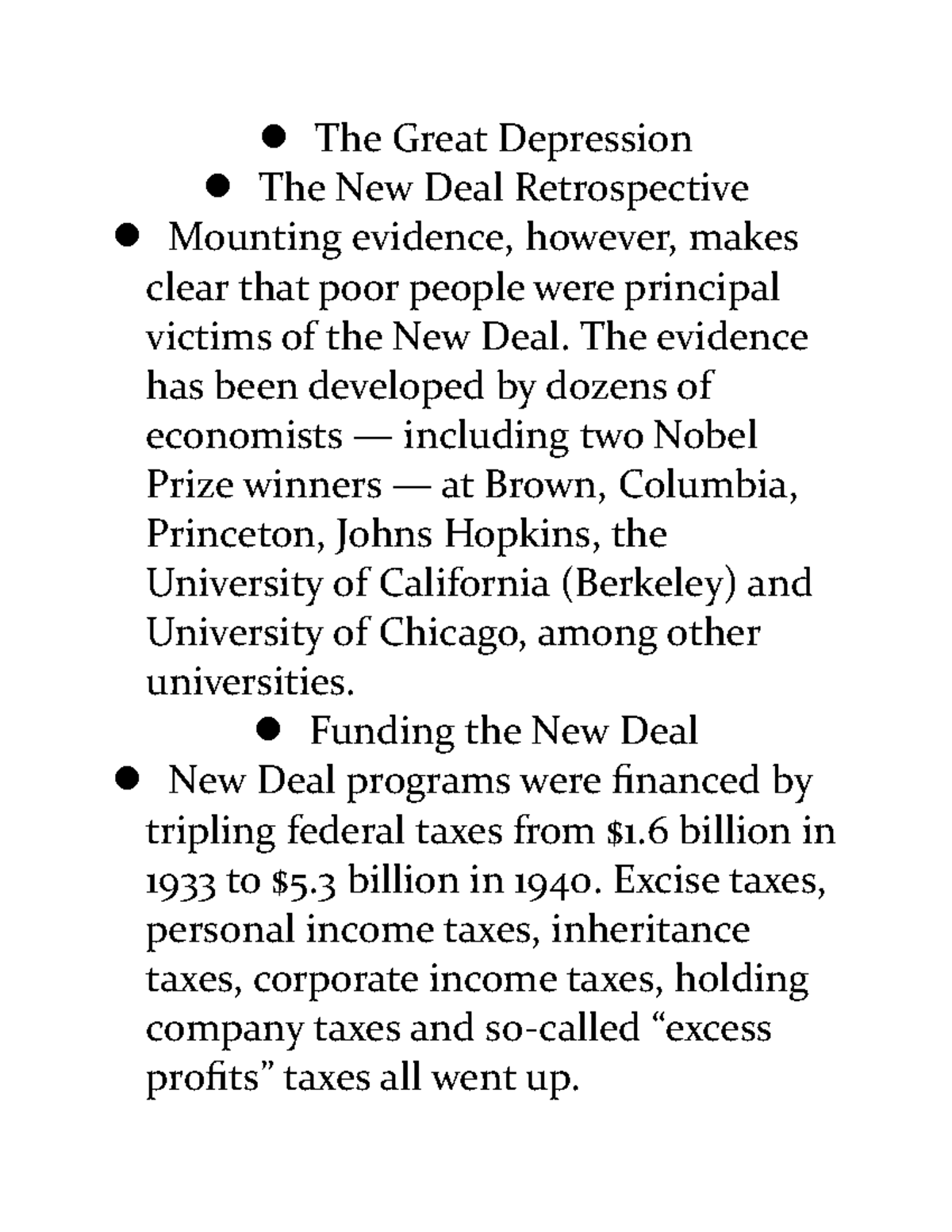 The great depression outline - The Great Depression The New Deal ...