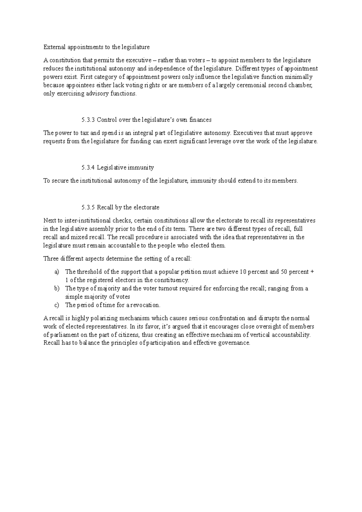 External appointments to the legislature - Different types of ...