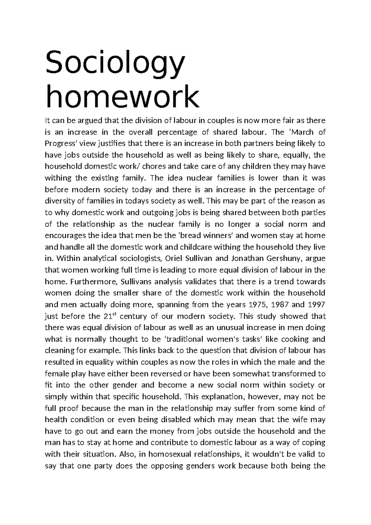 20Marker - Just some stuff may help may not - Sociology homework It can ...