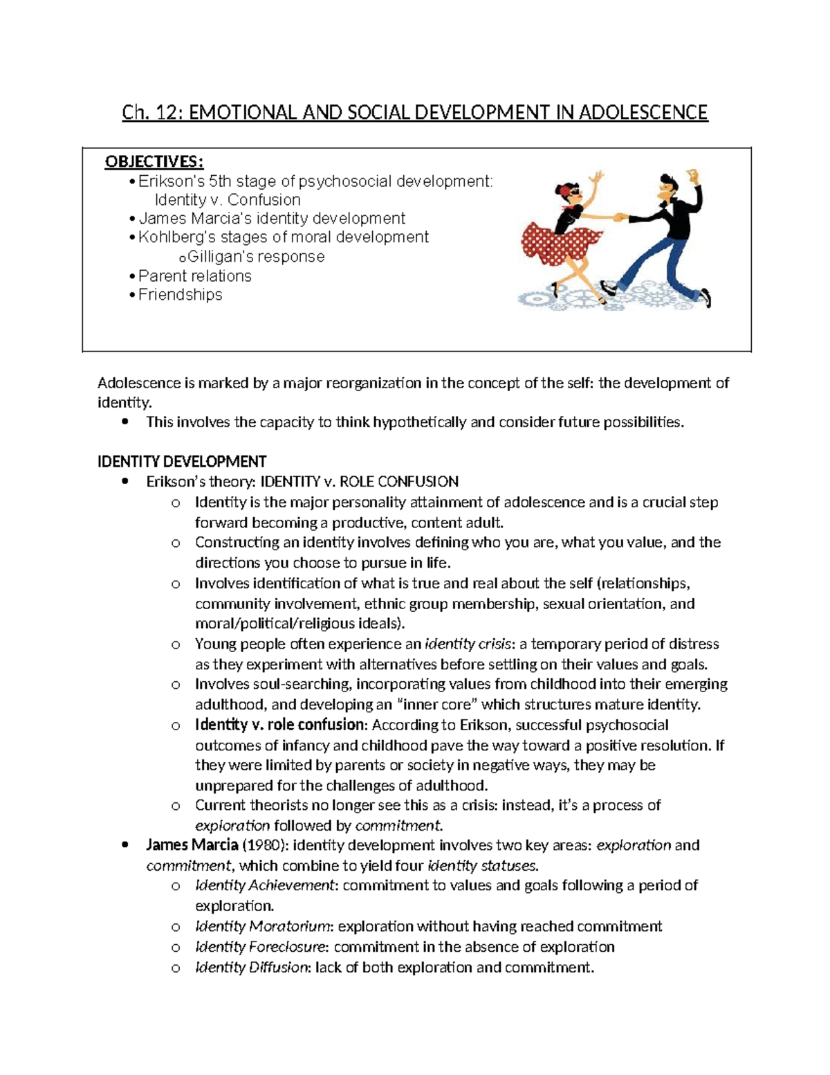 12 socioemo adol - notes - Ch. 12: EMOTIONAL AND SOCIAL DEVELOPMENT IN ...