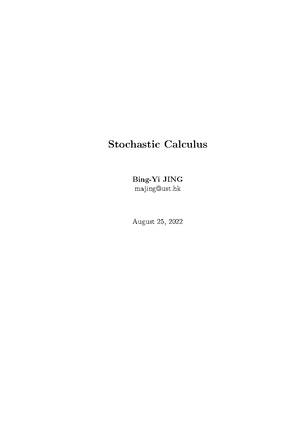 教纲 - syllabus - MAFS5010: Stochastic Calculus INSTRUCTOR: Bing-Yi JING ...
