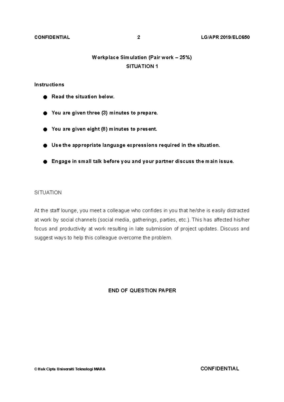 ELC650 Assessment 1 WS Sample Situations (100719) - Workplace ...