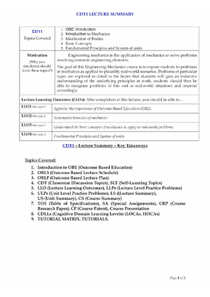 EM CDT 2 SUMMARY - Engineering Mechanics - Studocu