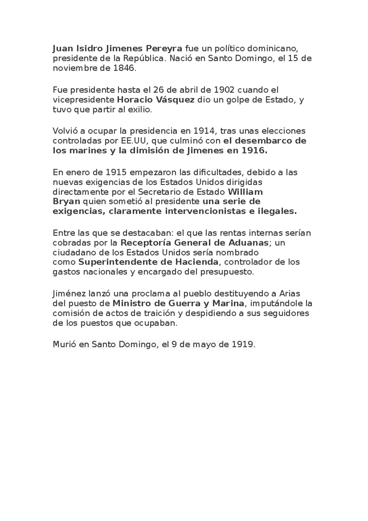 Documento - Información - Juan Isidro Jimenes Pereyra fue un político ...