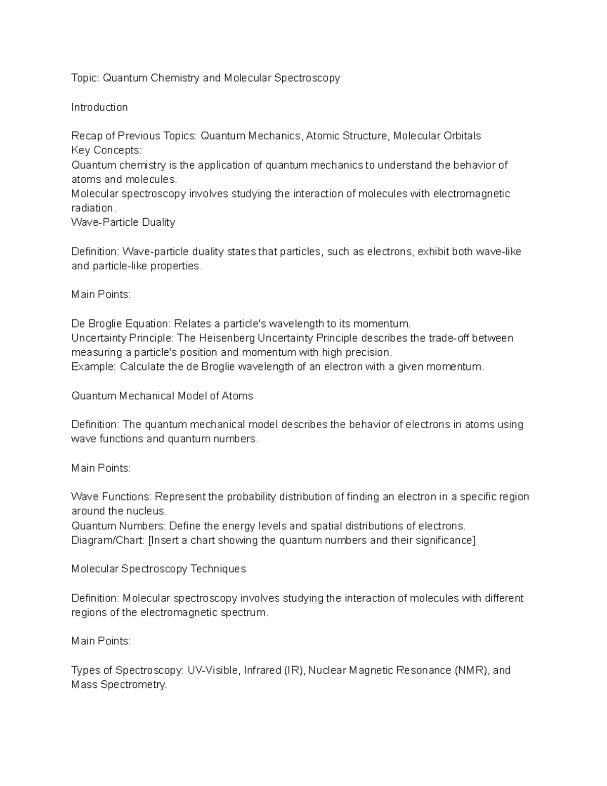 Topic Quantum Chemistry and Molecular Spectroscopy - Topic: Quantum ...