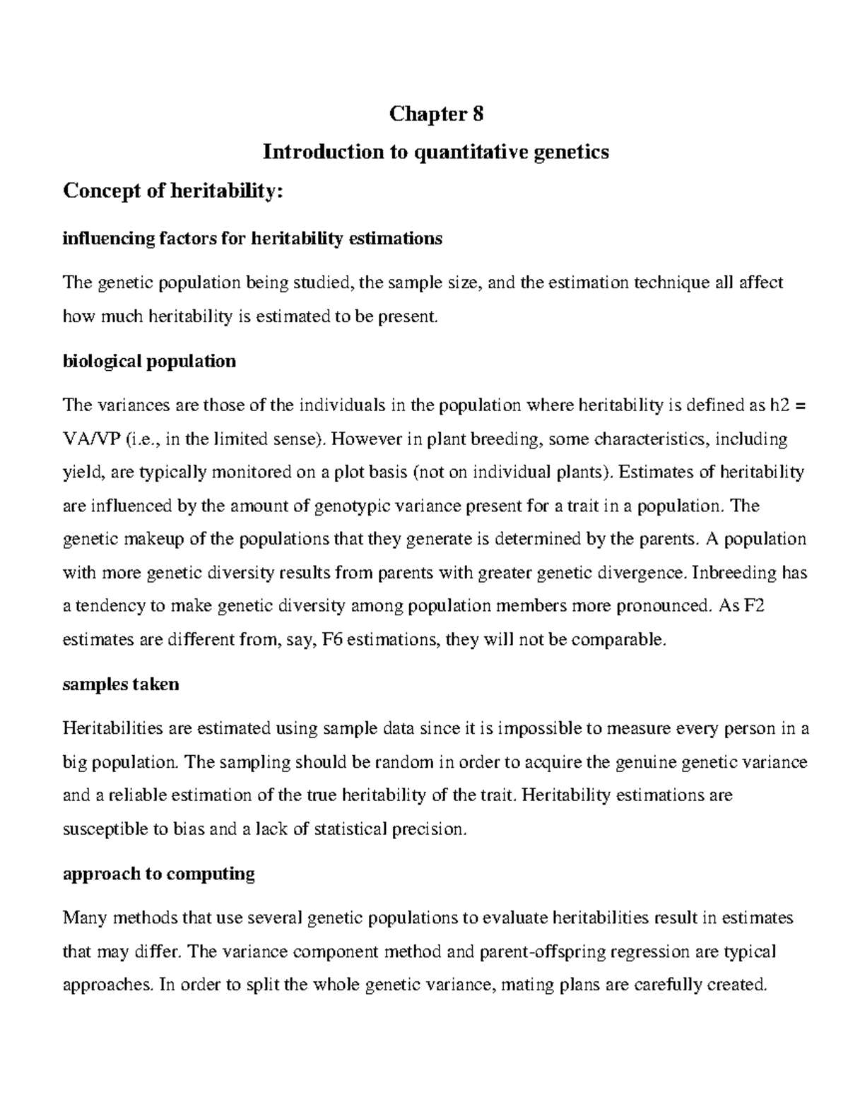 Principles of plant genetics and breeding 59 - Chapter 8 Introduction ...