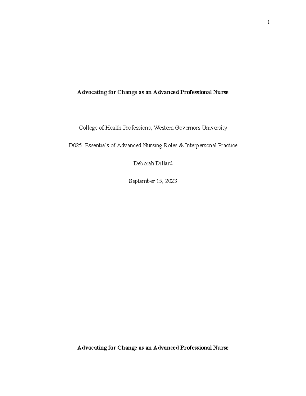 D025 AWM2 22 - Advocating for Change as an Advanced Professional Nurse ...